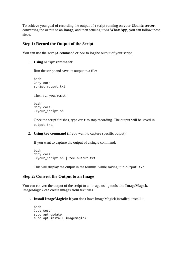 To Achieve Your Goal of Recording The Output of A Script Running On ...