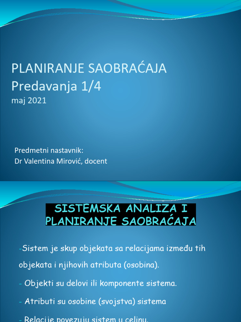 Planiranje Saobracaja 1 Od 4 | PDF