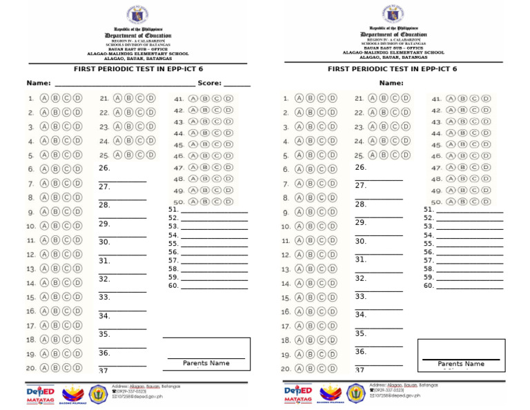 ANSWER SHEET_EPP | PDF