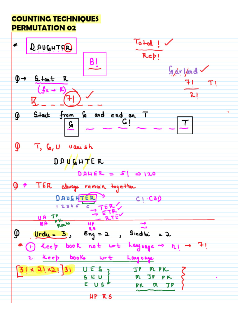 Counting Techniques Permutation 02 | PDF
