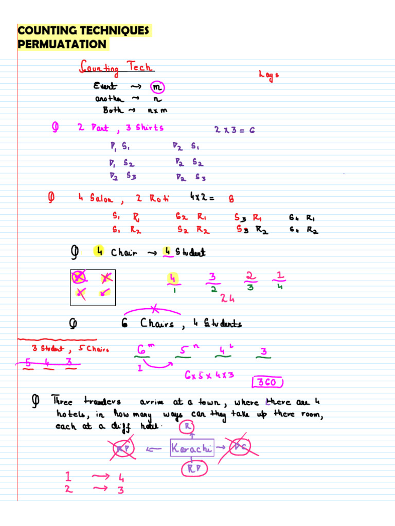 Counting Techniques Permuatation 01 | PDF