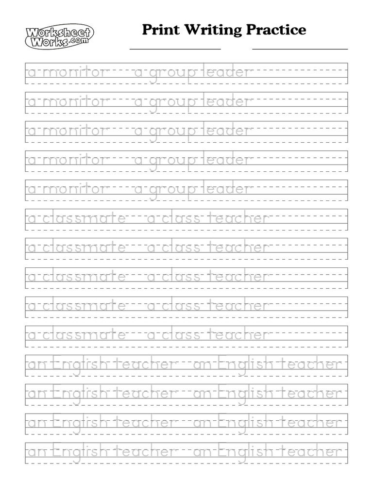 WorksheetWorks Print Writing Practice 5 | PDF