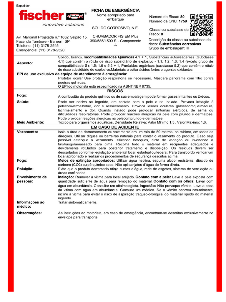 CHUMBADOR FIS EM Plus 390 - 585 - 1500 S - Componente A - FE - v1 ...