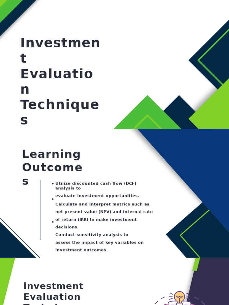 Investment Evaluation Techniques1 | PDF | Net Present Value | Internal ...