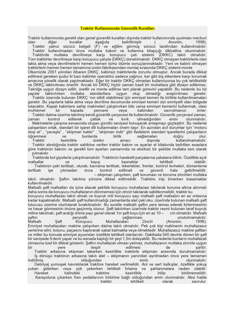 TRAKTÖRDE İSG | PDF
