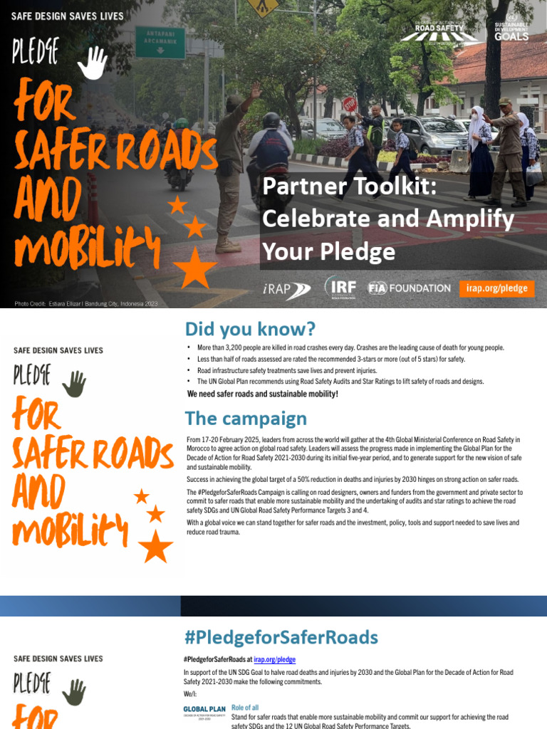 Pledge For Safer Roads Partner Toolkit | PDF | Road Traffic Safety | Sustainable Transport