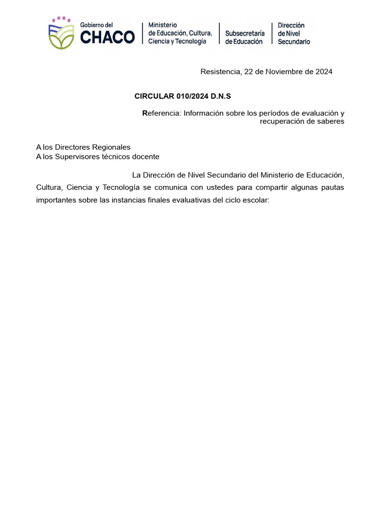 Circular DNS 2024 - 10 | PDF | Aprendizaje