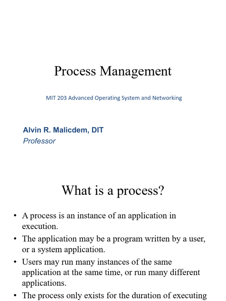 Lecture 2.1 Process Management | PDF | Scheduling (Computing) | Process (Computing)