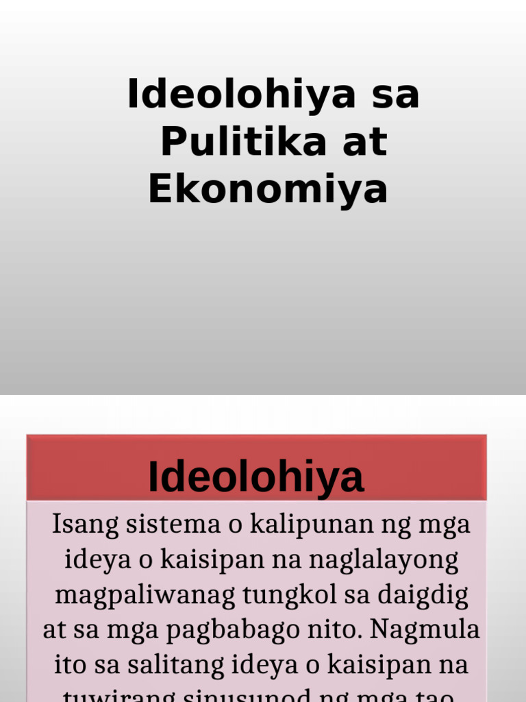 G8 AP Q4 Week 6 Ideolohiyang Politikal at Ekonomiya | PDF