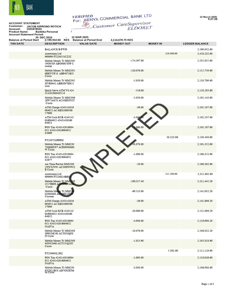 02066405002-KCB-BANK-STATEMENT_watermark | PDF | Trade | Business