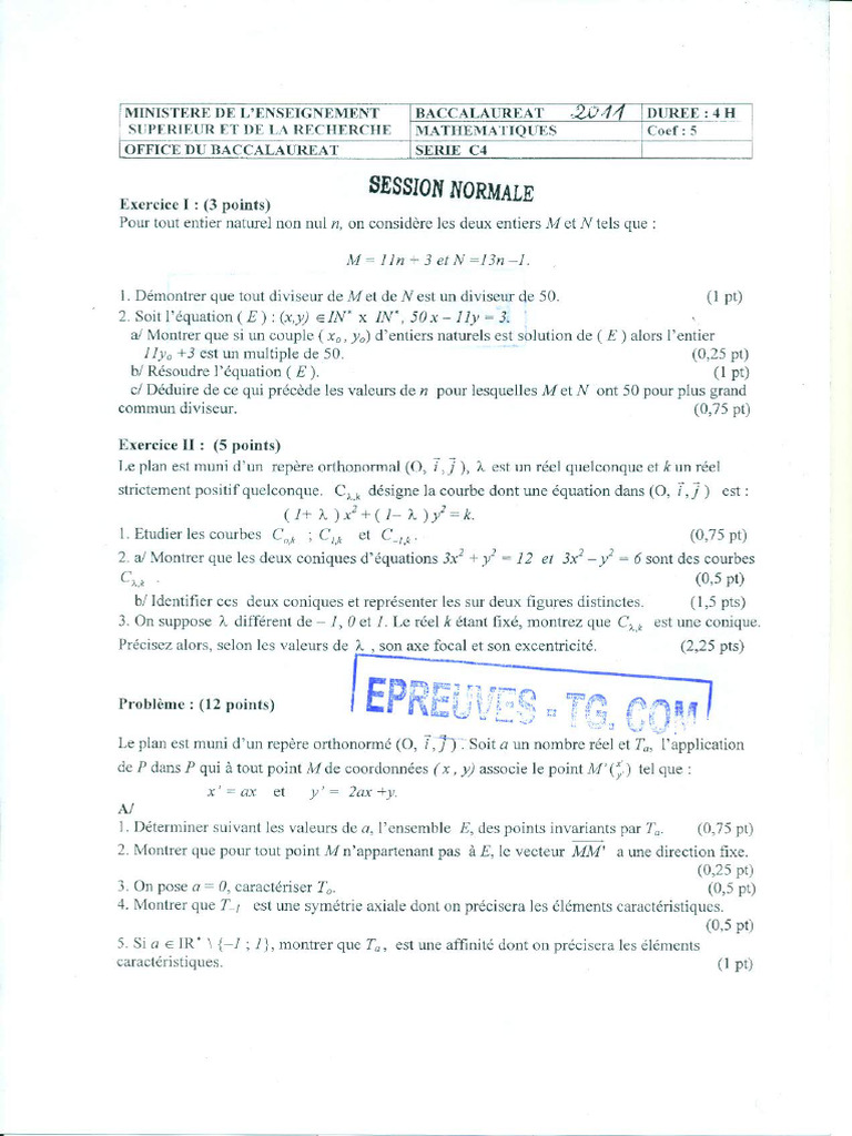 Bac C Math 2011 | PDF