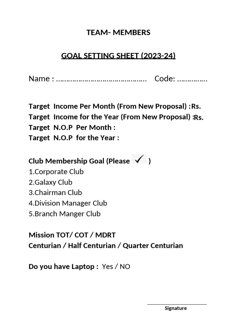 Monthly Target Sheet 2023-24 | PDF