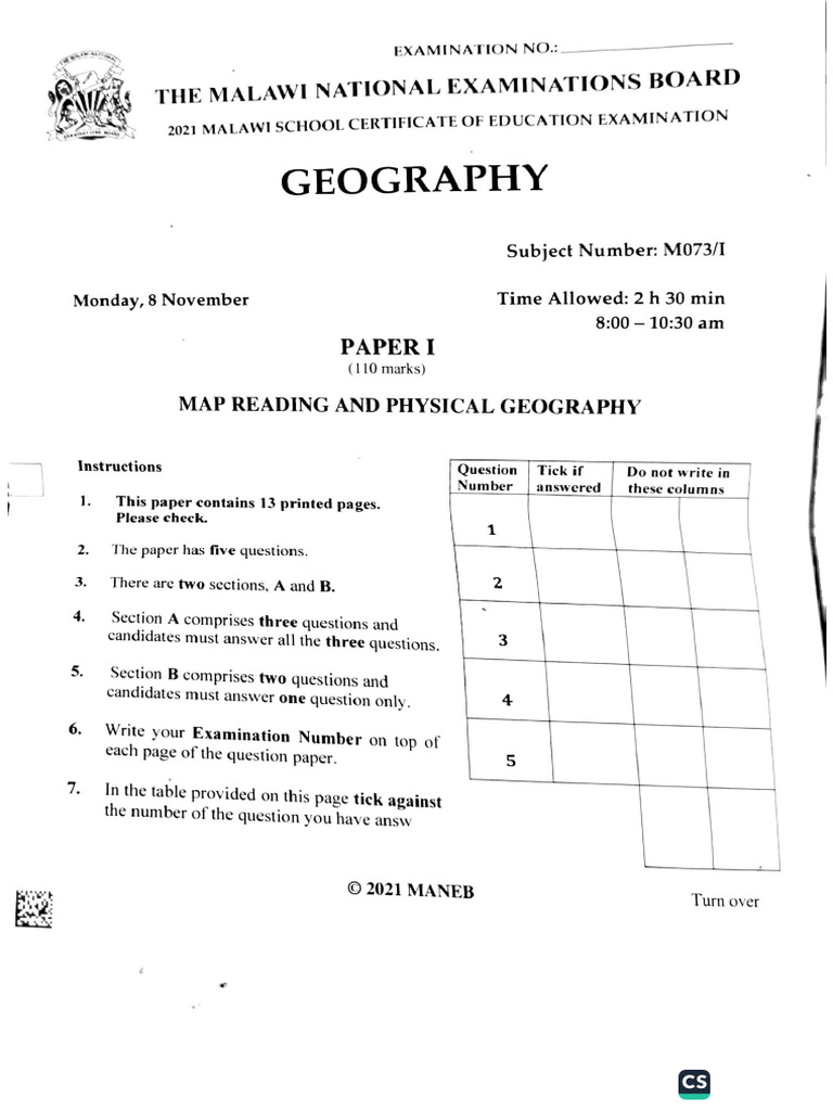 2021 MANEB Physical Geography | PDF