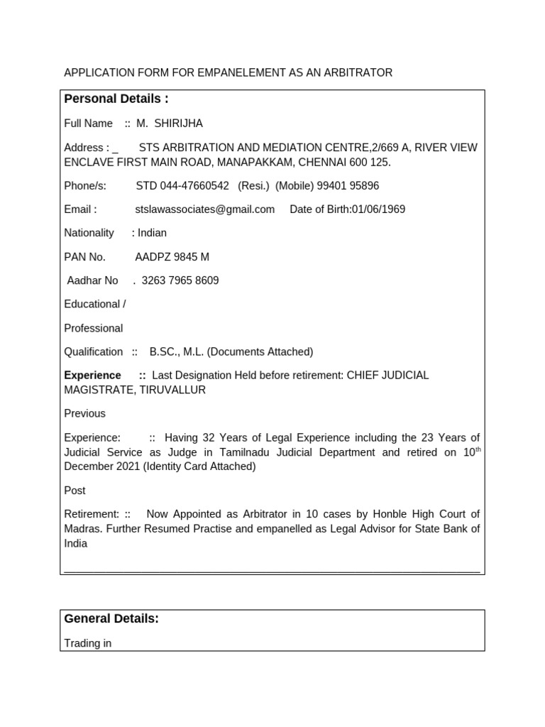 Application for Arbitrator Empanelment | PDF | Arbitral Tribunal ...