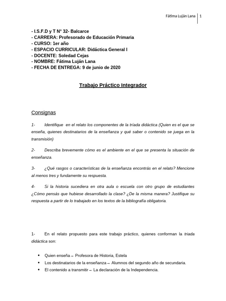 TP Integrador Resolucion | PDF | Enseñando | Aprendizaje