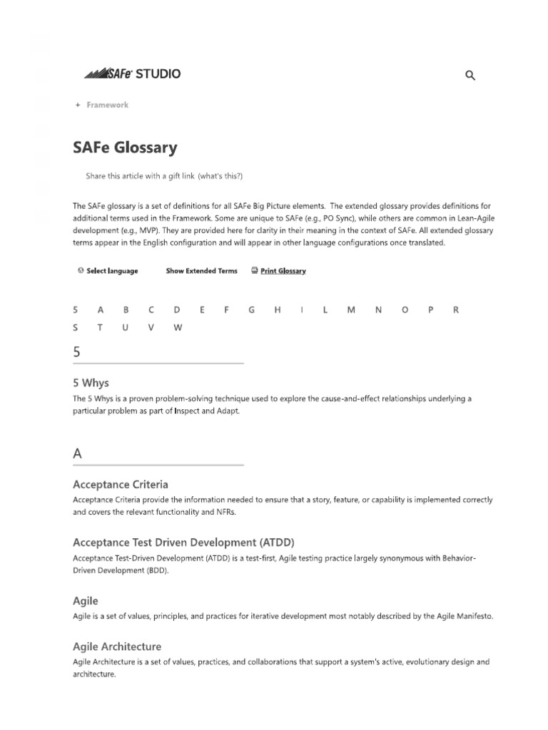 Glossary SAFE | PDF