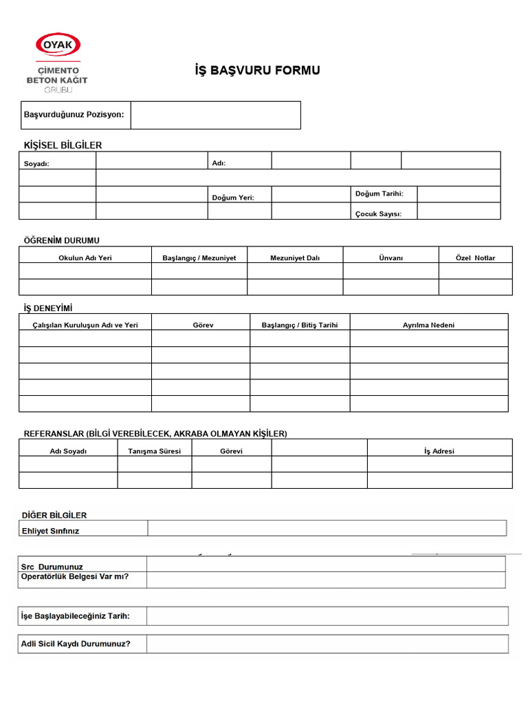 Is Basvuru Formu | PDF
