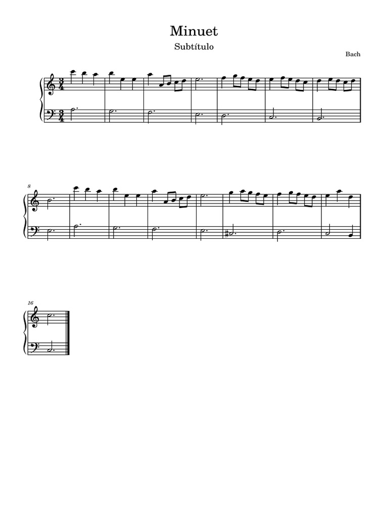 Bach's Minuet: Musical Notation Guide | PDF
