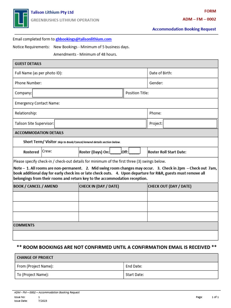 ADM - FM - Accommodation Request Form | PDF