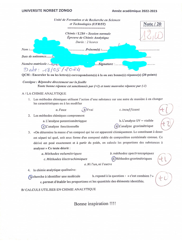 Sujet Analytique Normal p21 | PDF