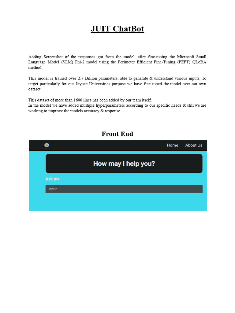 JUIT ChatBot Model Fine-Tuning Insights | PDF