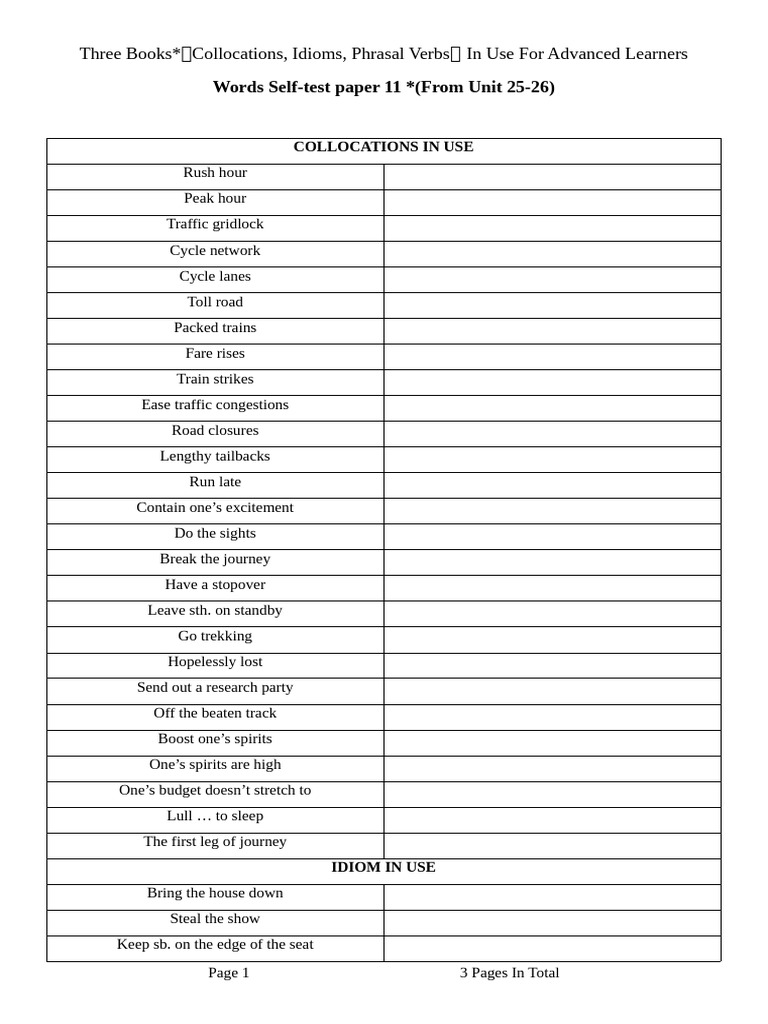 Unit 25 26 Three Books In Use Collocations Idioms And Phrasal Verbs 4880