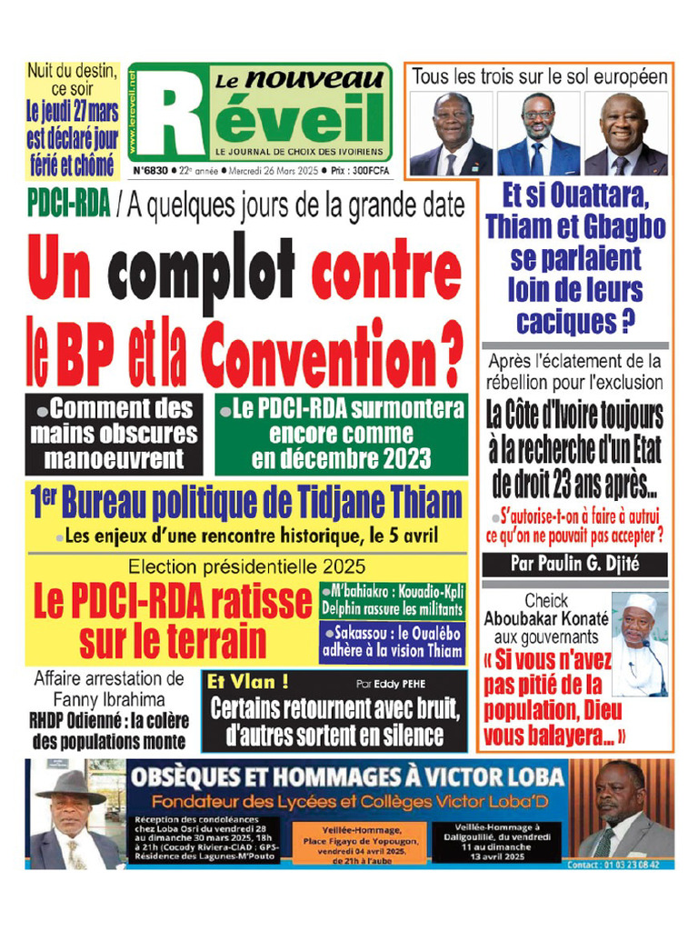 Les Titres Du Mercredi 26 Mars 2025 | PDF