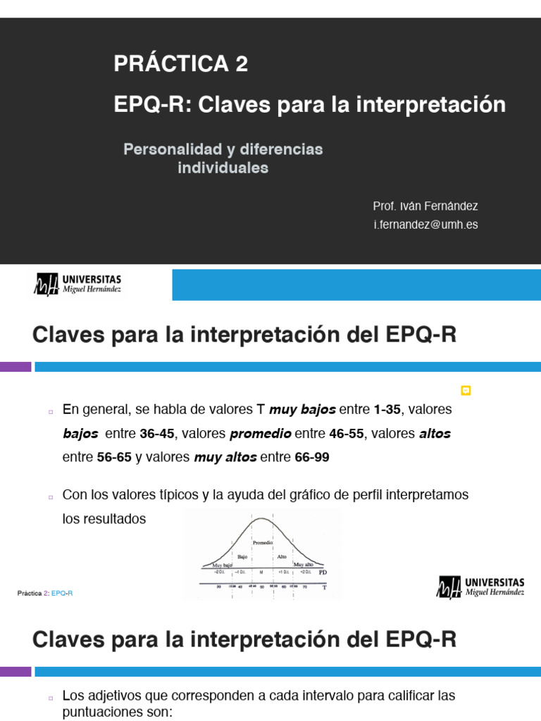 Práctica 2. Claves para Interpretación EPQ-R | PDF | Ansiedad | Las ...