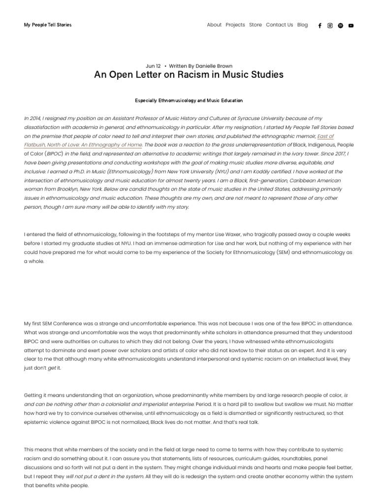 Racism in Ethnomusicology: A Call for Change | PDF