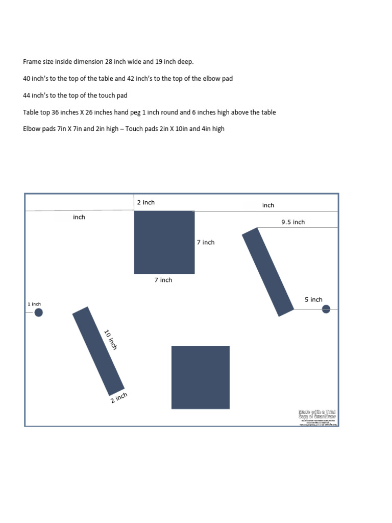 WAF Table Dimensions and Measurements | PDF