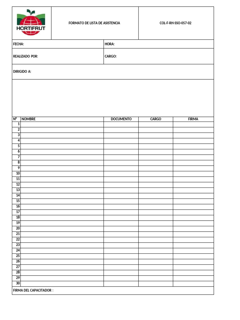 Formato de Asistencia | PDF