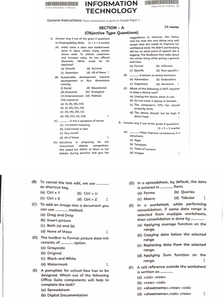 IT Sample Paper | PDF