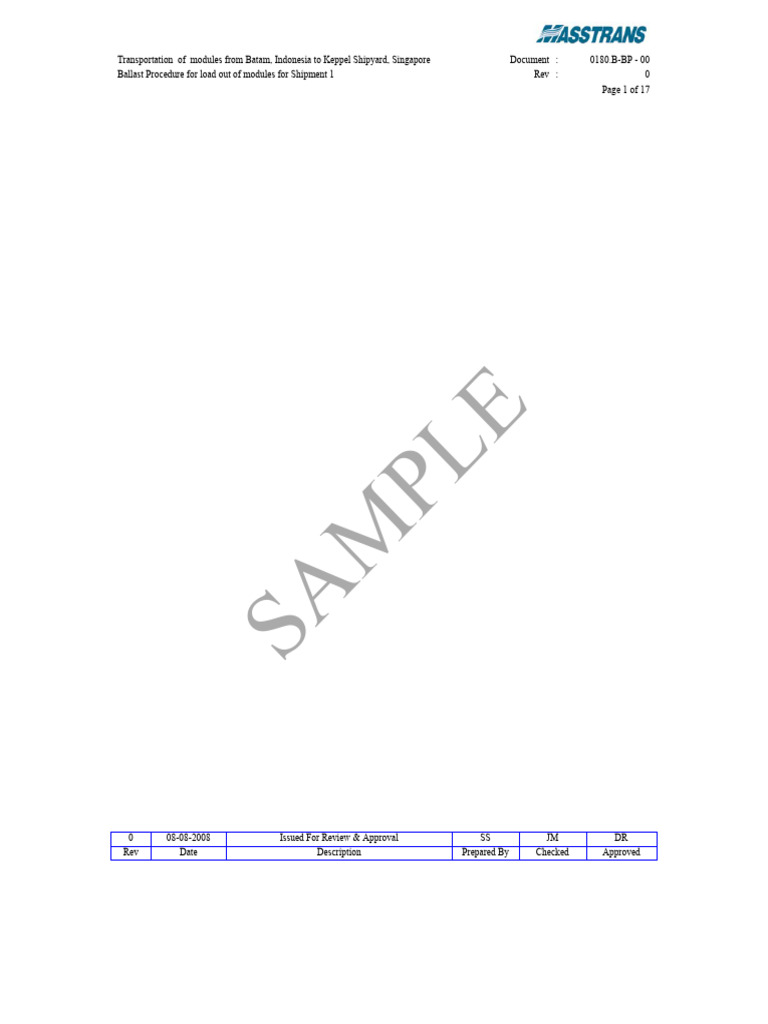 MPL Ballast Procedure Sample | PDF | Watercraft | Shipping