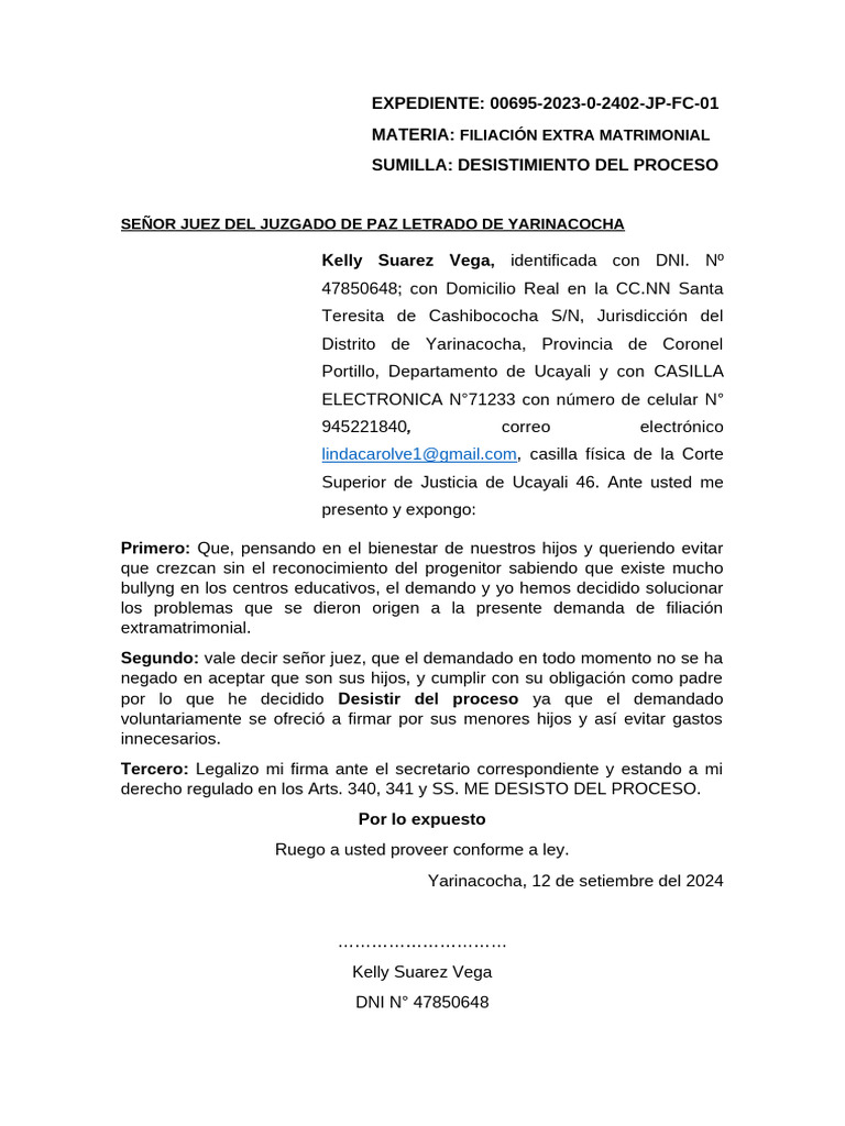 Desetimiento Kelly Suarez | PDF