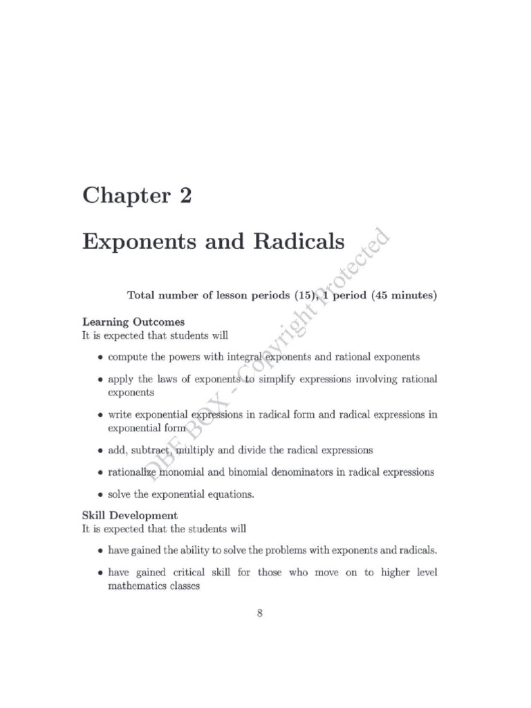 Ch 2 Exponent and Radicals | PDF