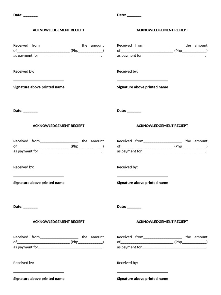 Editable Acknowledgement Receipt Format 1 | PDF