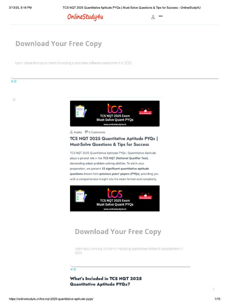 Tcs Apti-Onlinestudy For You | PDF