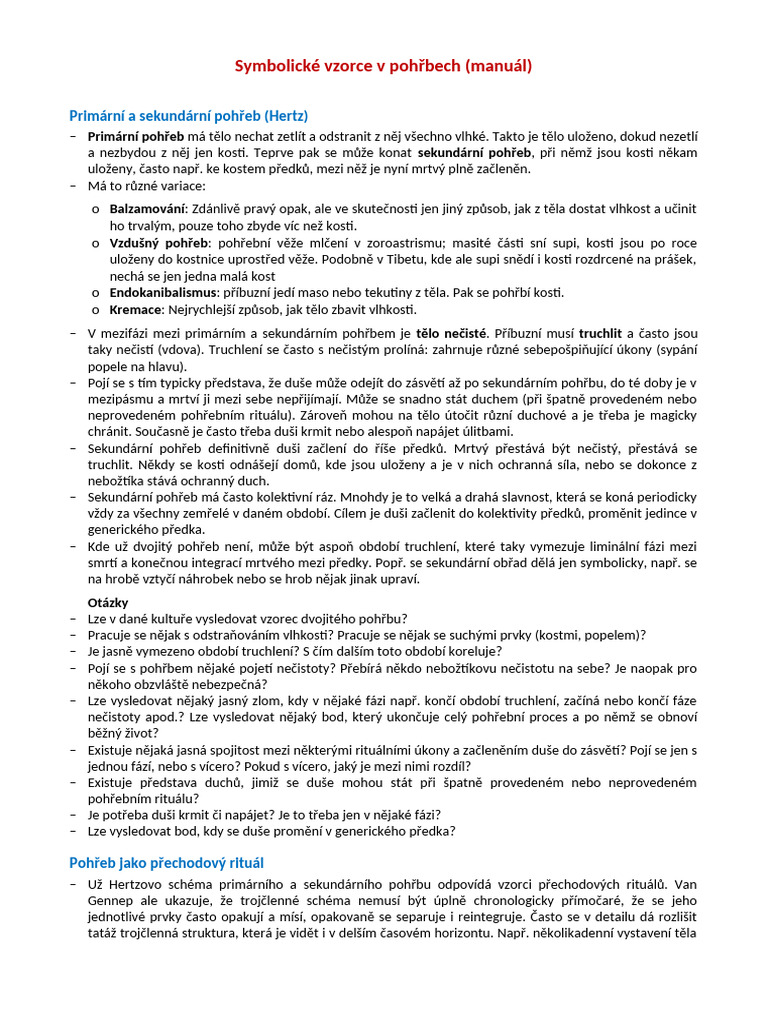Symbolické Vzorce V Pohřbech - Manuál | PDF