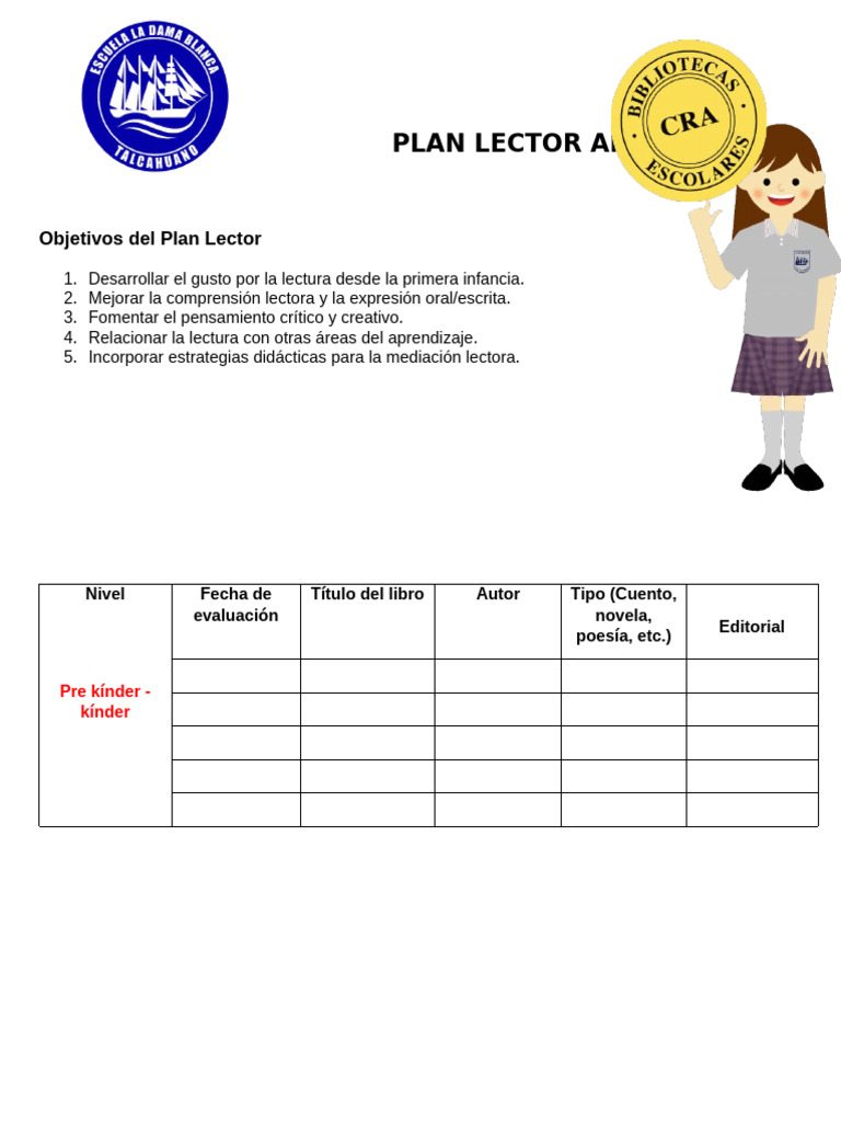 Plan Lector Anual 2025 Para Escuelas Pdf Comunicación Escrita