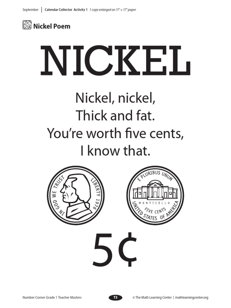 Grade 1 Coin Poems for Teachers | PDF