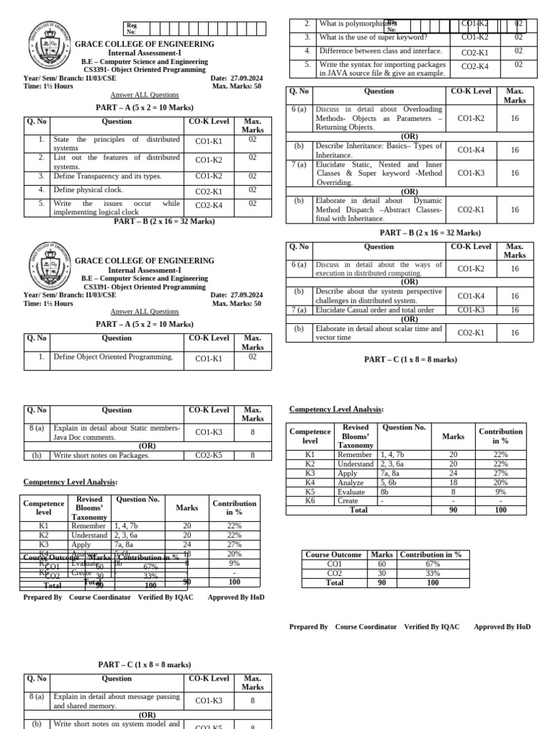 Internal Test I Dc 26092024 Pdf Method Computer Programming Class Computer Programming
