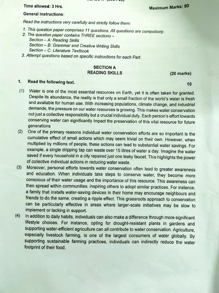 Sample Question Paper 9th | PDF