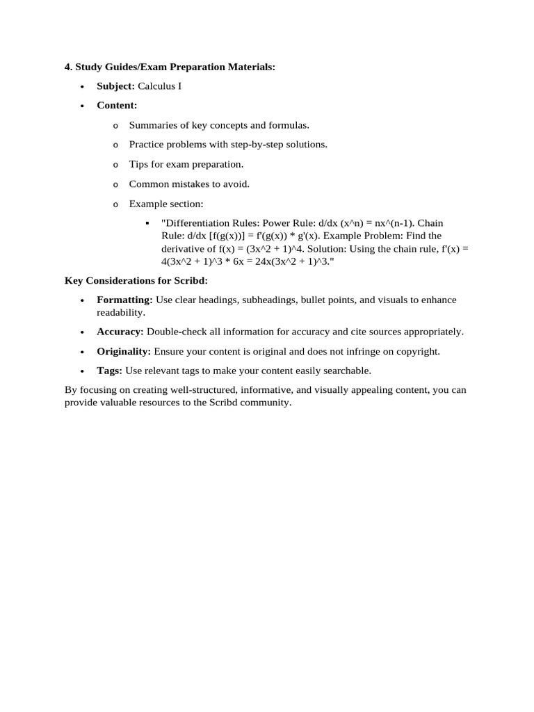 Study Guides/Exam Preparation Materials: Subject: Content | PDF