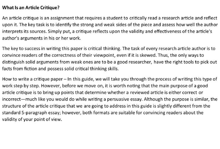 What Is An Article Critique? | PDF
