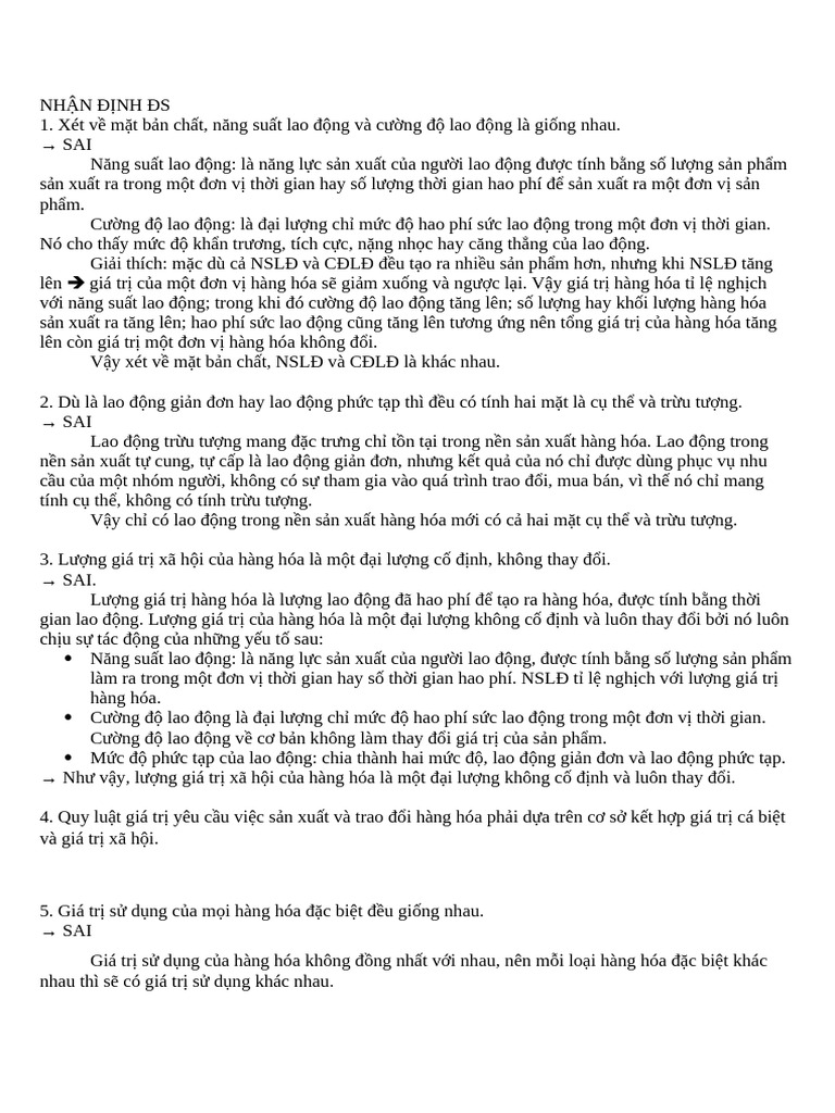 BÀI TẬP KTCT CHƯƠNG 2 | PDF