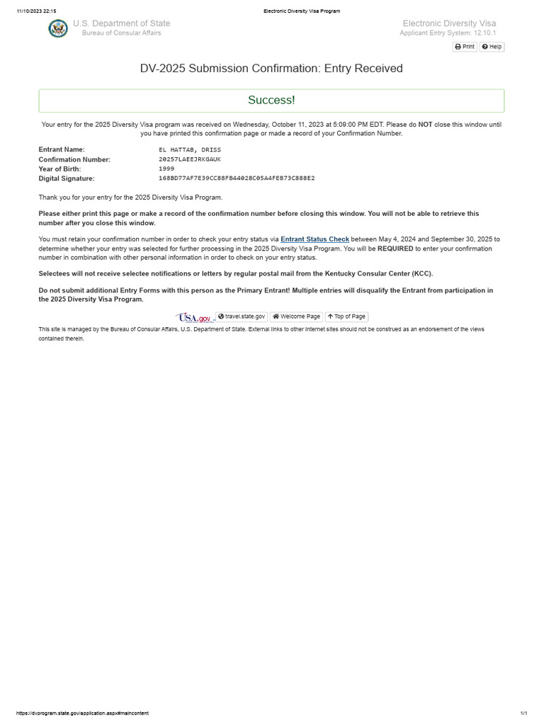 Electronic Diversity Visa Program 2025 Driss | PDF | Travel Visa | Immigration