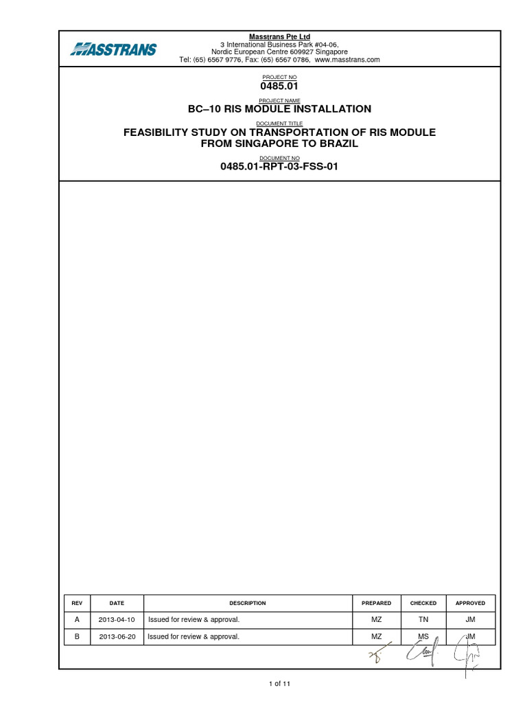 MPL Transportation Feasibility Study 0485.01-RPT-03-FSS-01-B | PDF | Crane (Machine) | Shipping