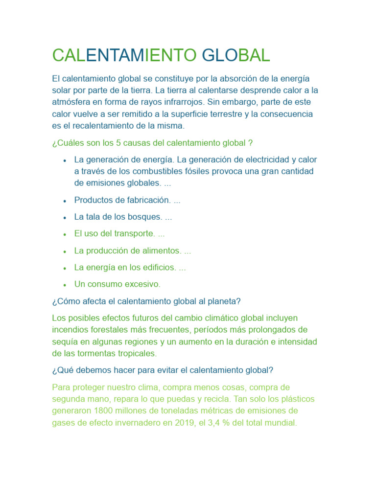CALENTAMIENTO GLOBAL | PDF