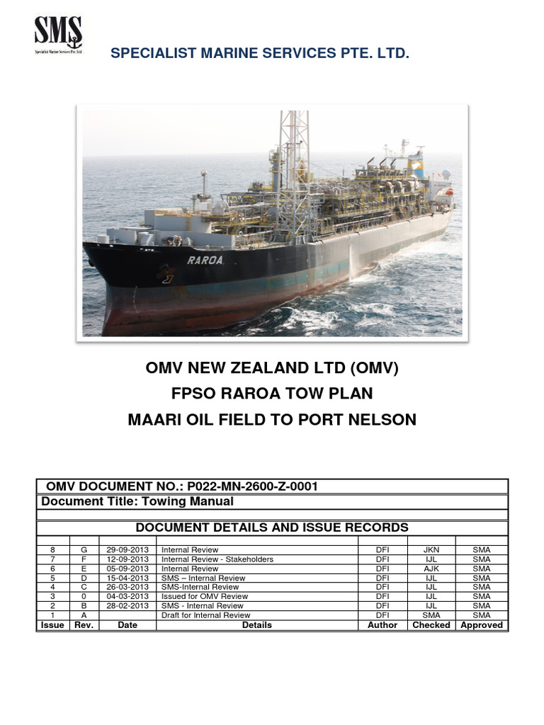 FPSO Raroa Towing Manual Guide | PDF | Anchor | Tugboat