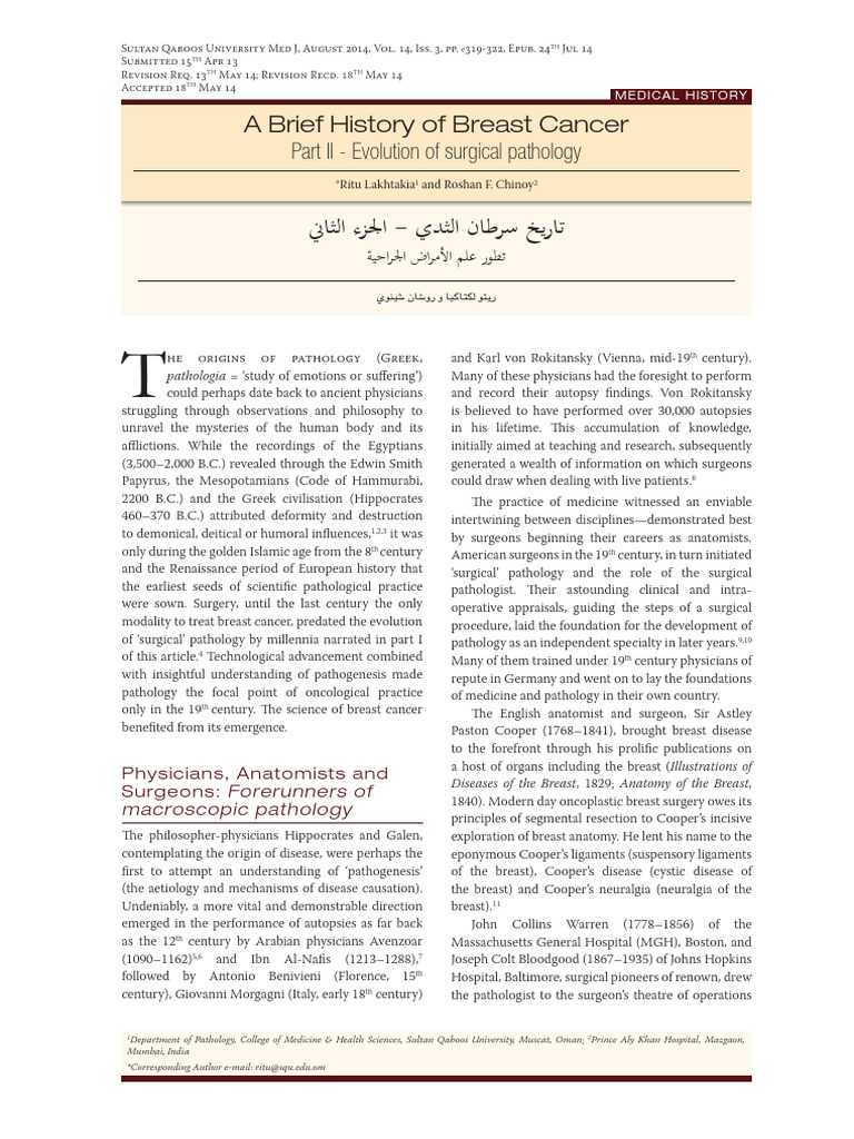 History of Breast Cancer Pathology | PDF | Pathology | Breast Cancer